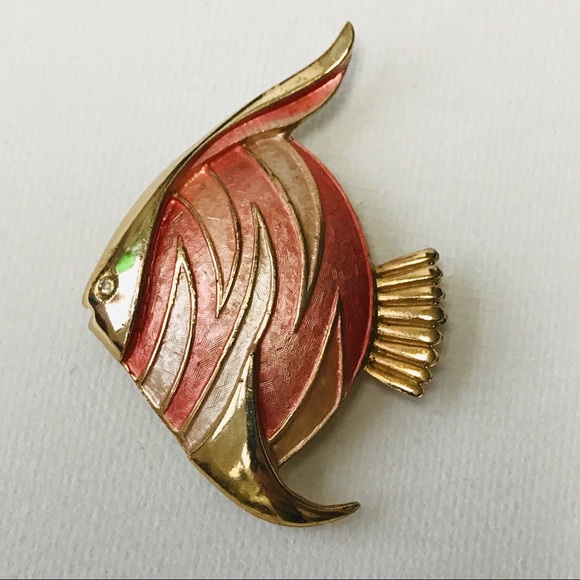 Jewelry | Vintage Guilloche Enamel Angel Fish Brooch Pin | Poshmark